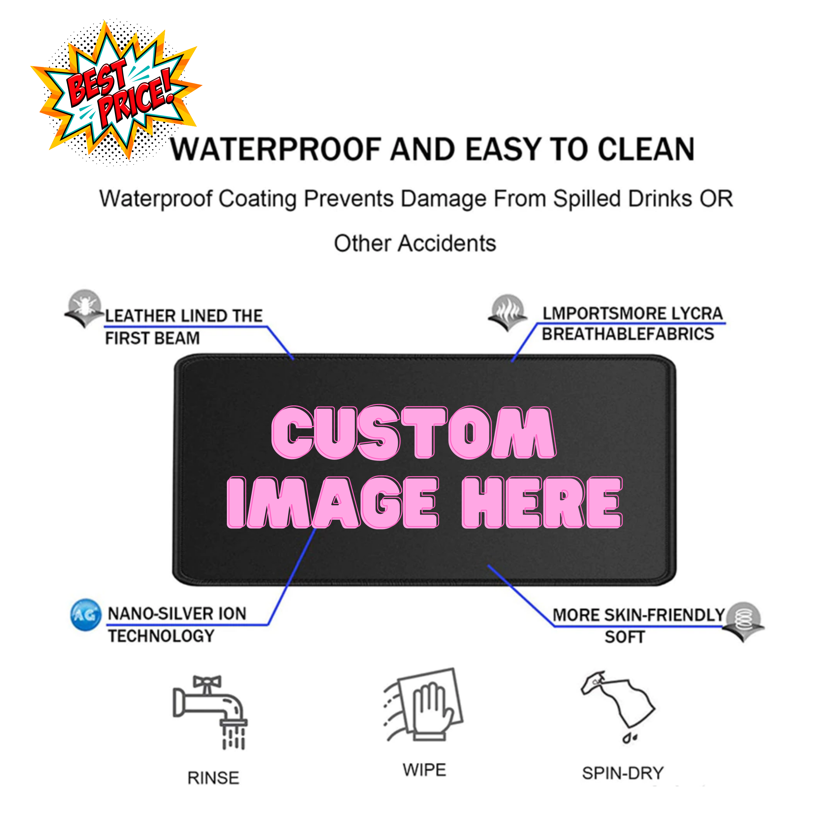 Custom Large Mousepads Deskmats | DIY mouse pads with Black edges, Col ...