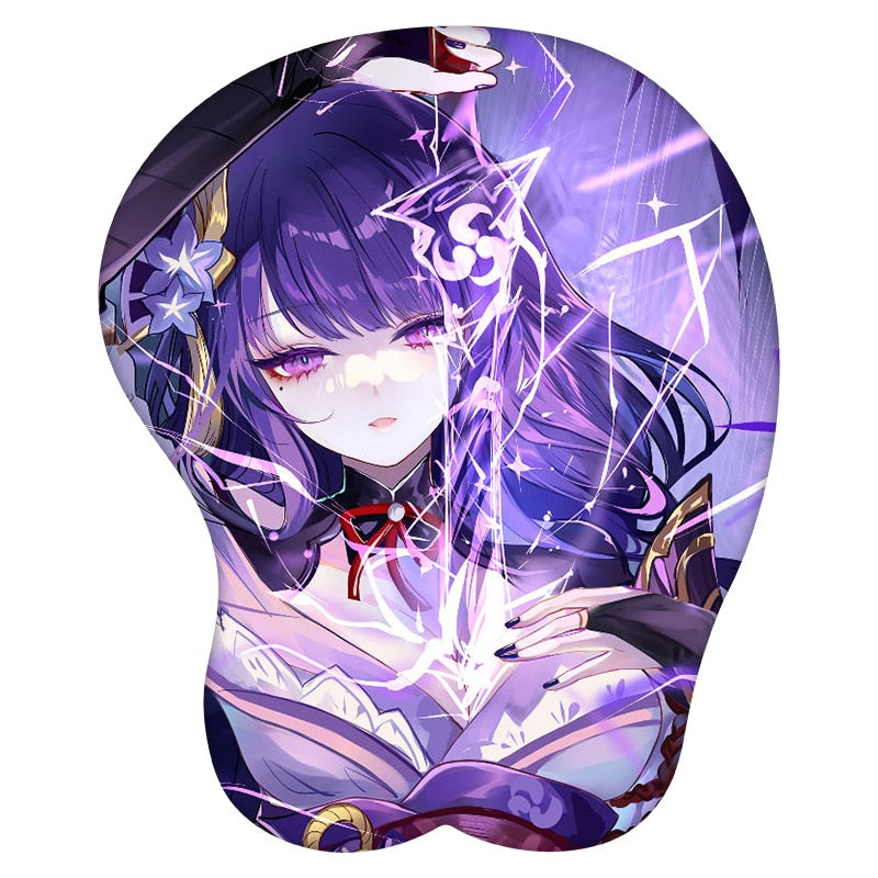 3D Mouse Pad Raiden Ei Genshin Impact Anime Wrist Rest Silicone Sexy C ...